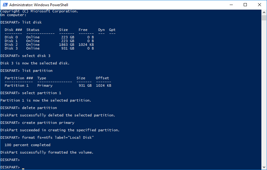 Create Partition And Format Diskpart at Shelly Cote blog
